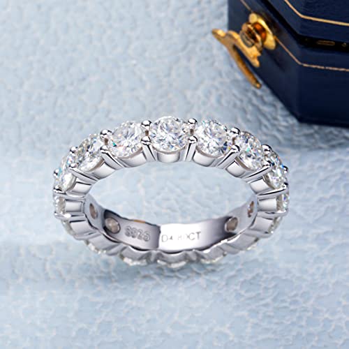 Yeesoth Moissanite Eternity Ring, 5cttw D Color VVS1 Lab Created Diamond 18K White Gold Plated Silver Engagement Wedding Bands for Women (9)