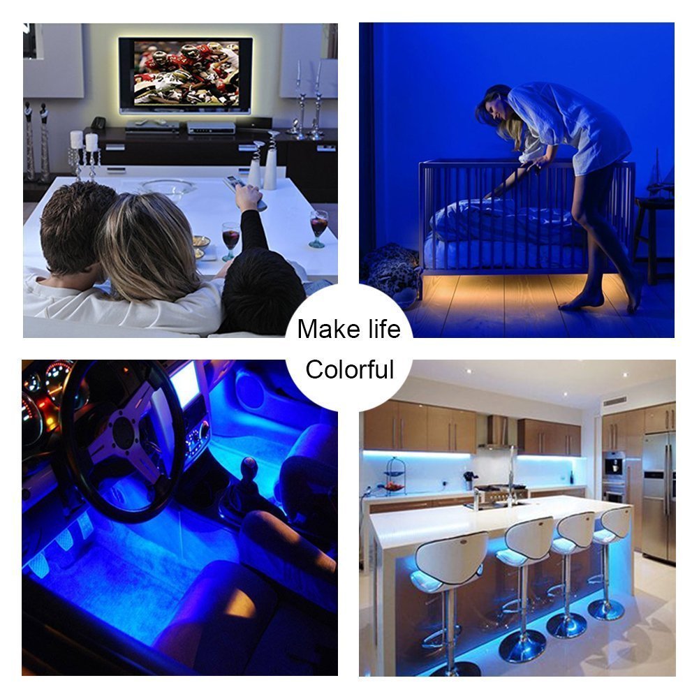 Suyoo LED Strip Light Kit 16.4ft/5m 240LED Flexible Color Changing RF Remote Led Lights Strips 5050 RGB Rope Light with 44 Key Controller 12V3A Power Supply