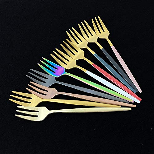 Uniturcky Red Gold Cake Serving Set, Stainless Steel Titanium Gold Plating Cake Server, Cake Fork, Dessert Spoon For Birthday, Wedding, Gift for Birthday, Gift Wedding and Parties 5pcs 4.94"