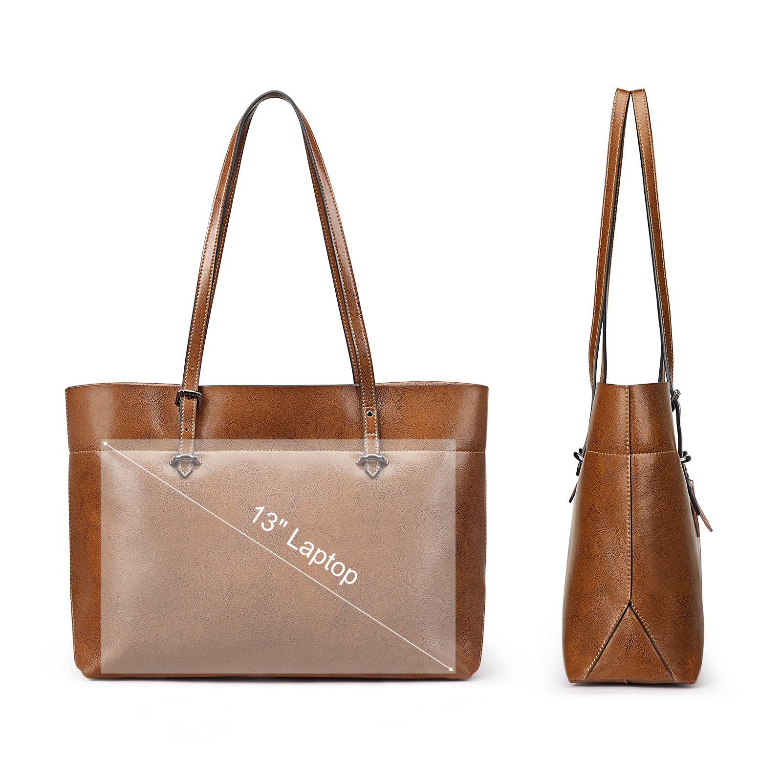S-ZONE Women Vintage Genuine Leather Tote Shoulder Bag Handbag Upgraded Version Large