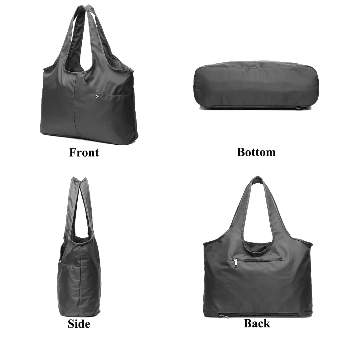 VOLGANIK ROCK Women Fashion Large Tote Shoulder Handbag Waterproof Tote Bag Multi-function Nylon Travel Shoulder (8045-Grey)