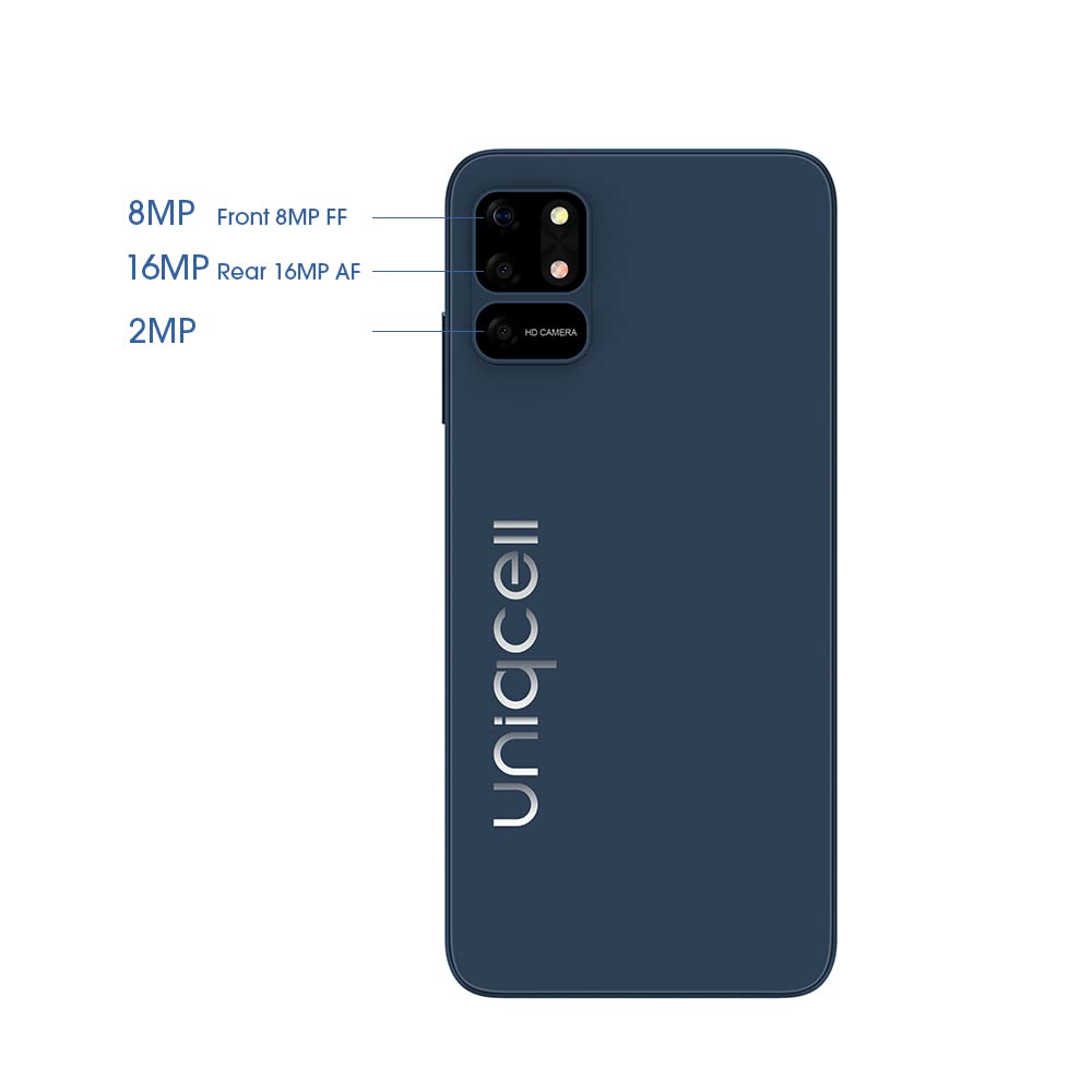 Uniqcell UNI X Cell Phone, 6.517" HD+INCELL Waterdrop, Android Cell Phone with Octa Core 64GB+4GB, 16MP+8MP, Unlock Fingerprint (Blue)