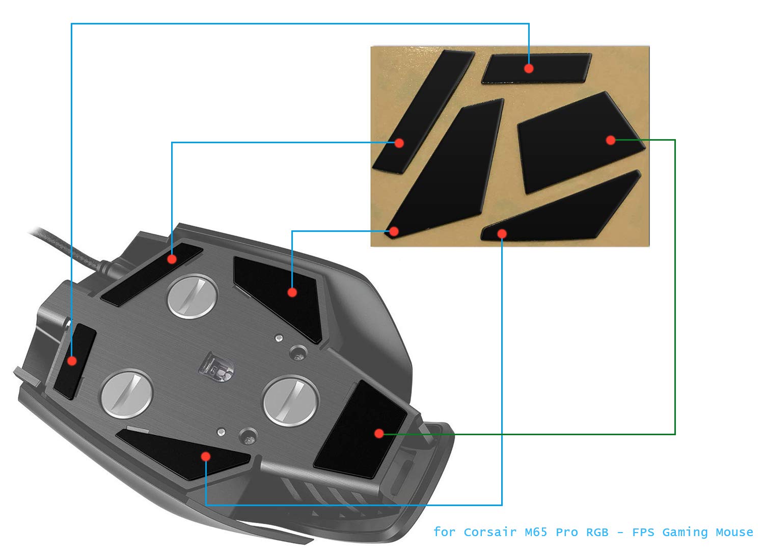 Quartet trade Mouse Skatez / Mouse Feet for Corsair M65 Pro RGB - FPS Gaming Mouse ( 2 Sets)