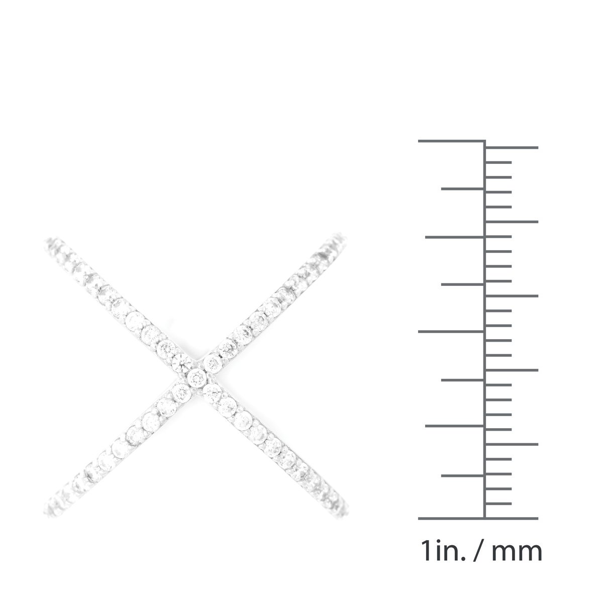 Sterling Silver CZ "X" Criss Cross Wide Ring (Size 8)