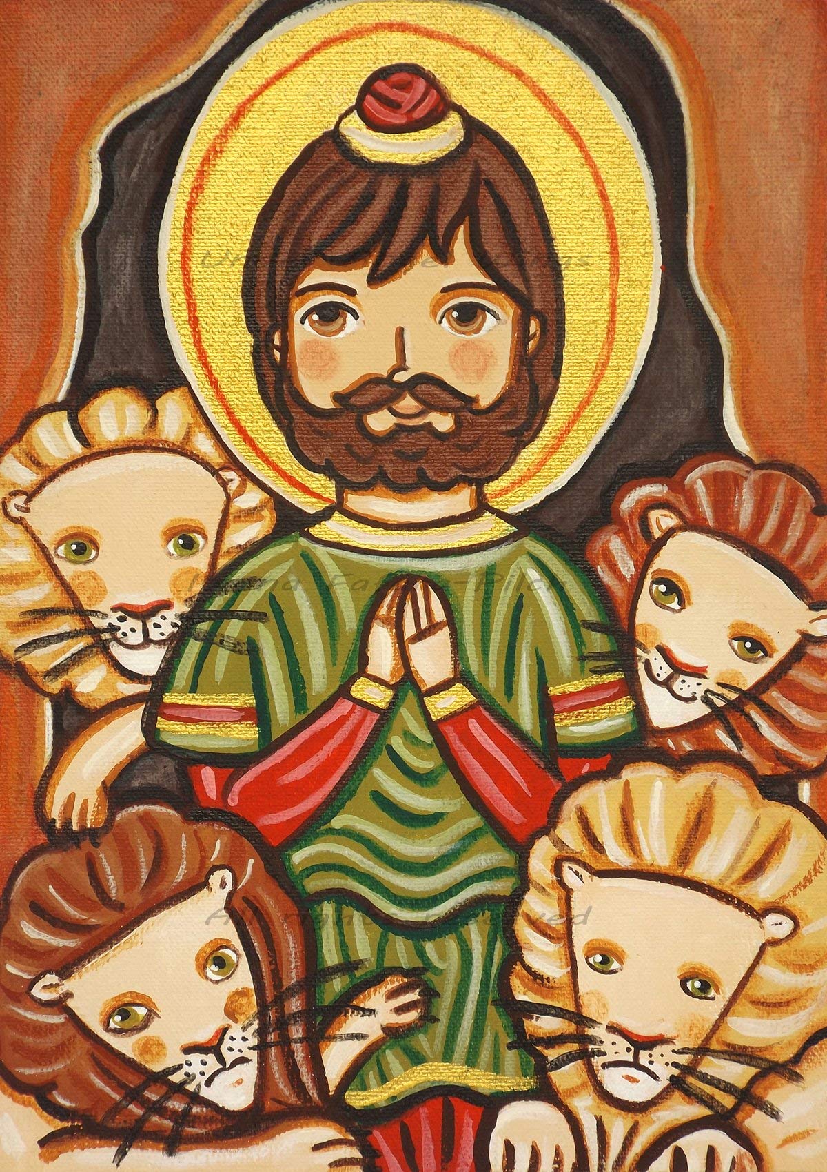 Saint Daniel print Prophet Daniel Lions St Daniel print St Daniel painting Saint Daniel painting Saint picture Catholic art Catholic saint print Catholic painting Patron saint Christening gift