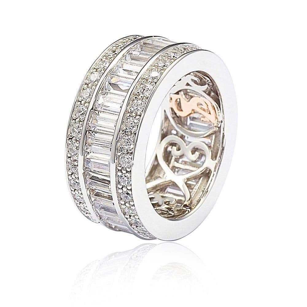 Suzy Levian Sterling Silver Cubic Zirconia White Baguette Modern Eternity Band (8)