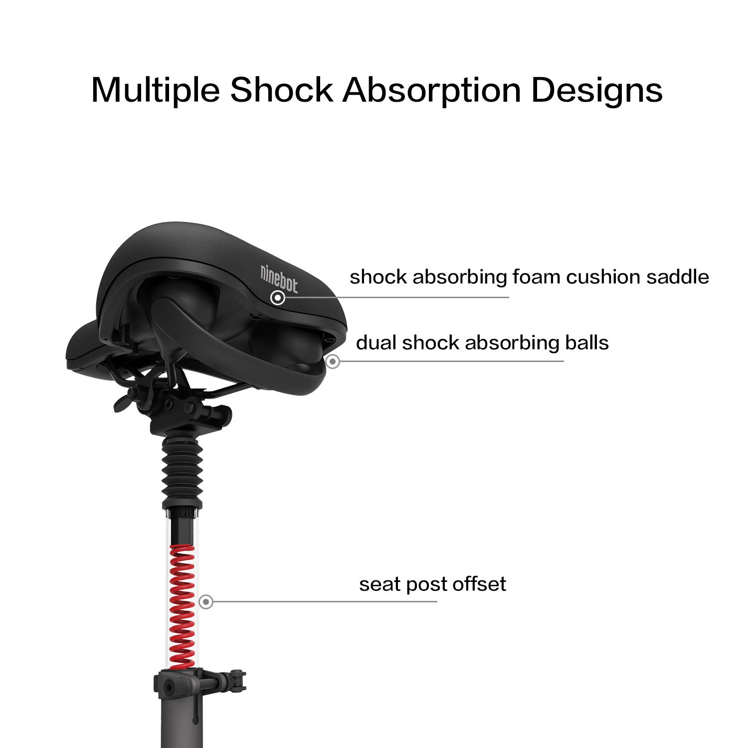 Segway Ninebot Adjustable Seat Saddle for ES1/ES2/ES4 Kick Scooters, Black, Large