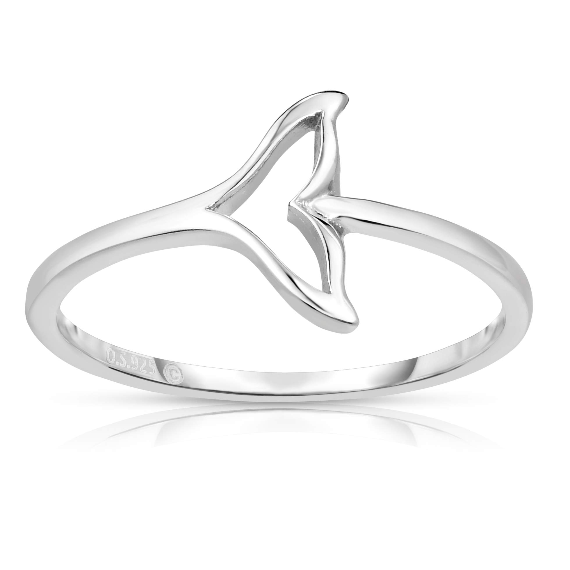 Unique royal jewelry 925 Solid Sterling Silver Ocean Orca (Killer Whale) Tail Designer Ring. (Rodium-Plated Sterling Silver Size-10)