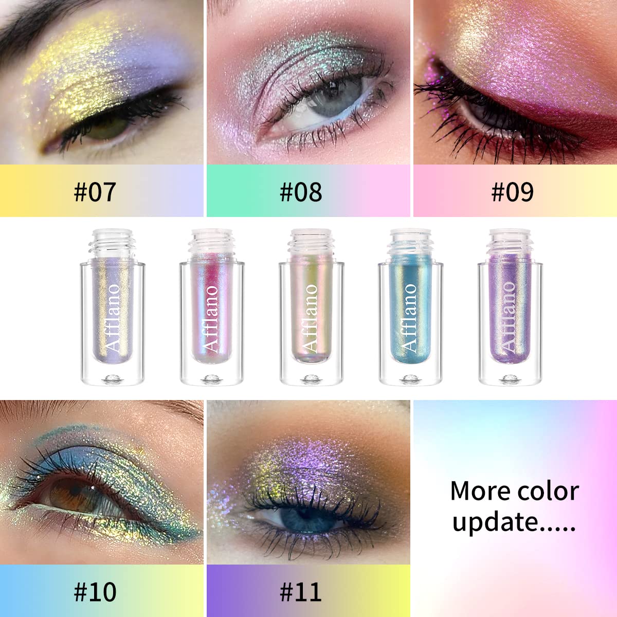 OYGCee Multi Chrome Duochrome Shimmer Liquid Makeup Eyeshadows Blue Green, Afflano Duo-Chrome Metallic Sparkly Liquid Eyeshadow,Quick Drying Safe Formula,Shimmmery Green,Talc Free,#10