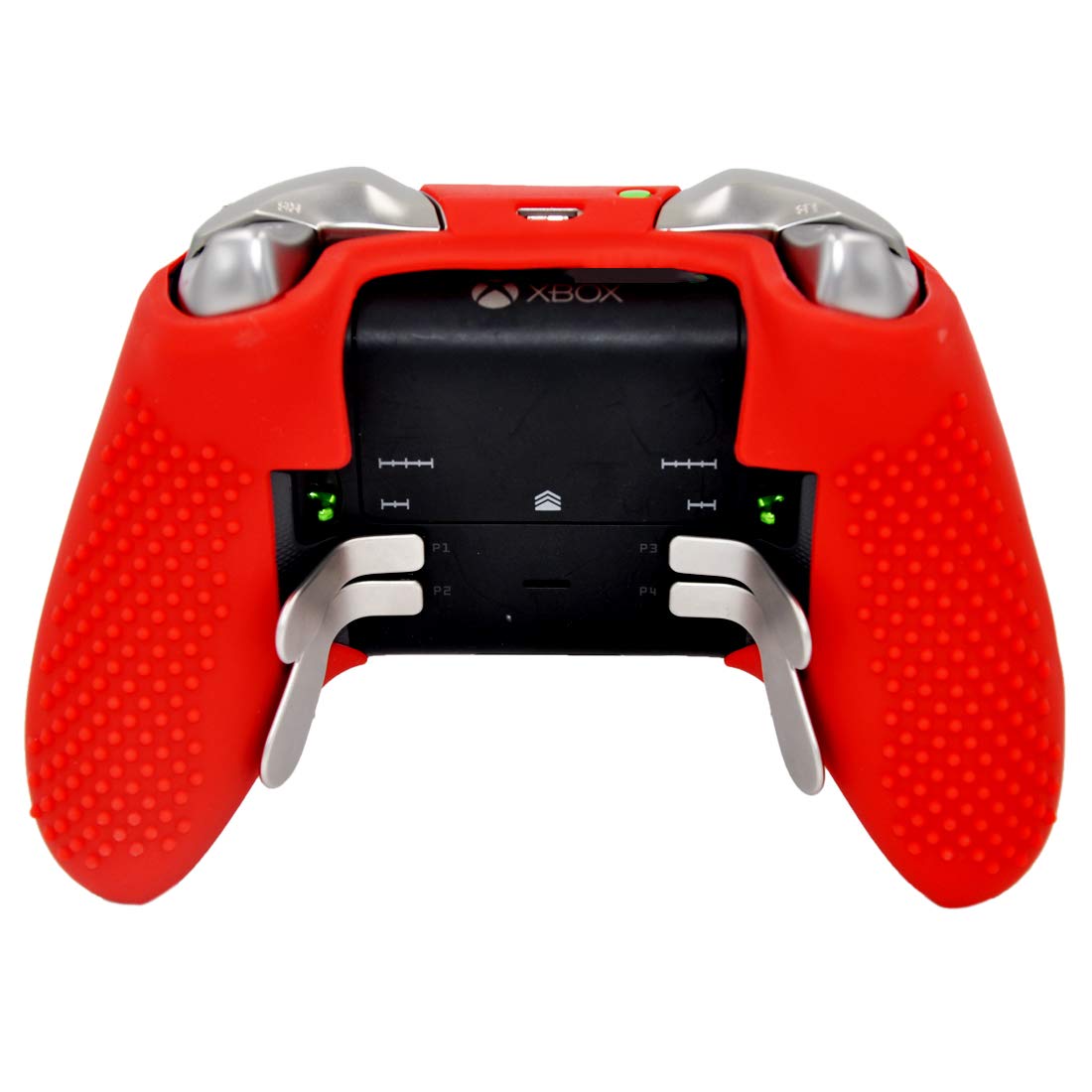 SKINOWN Silicone Skin Case Anti-Slip Protective Cover for Xbox One Elite Controller with 2 Thumb Grips(Red)