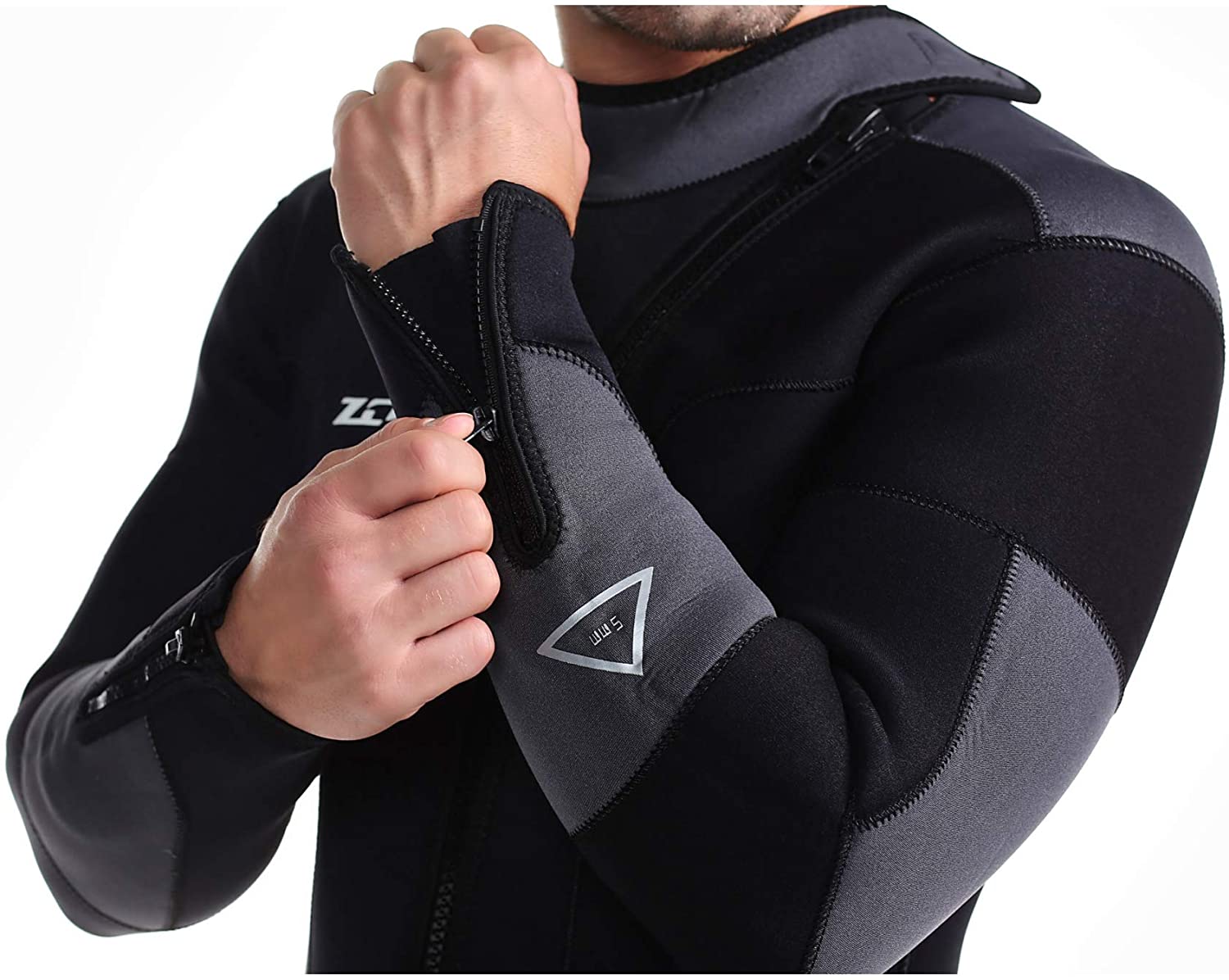 ZCCO Men's 5mm Neoprene Wetsuit - Ultra Stretch Full Body Diving Suit with Front Zip for Snorkeling, Scuba Diving, Swimming and Surfing (MF502-4XL)