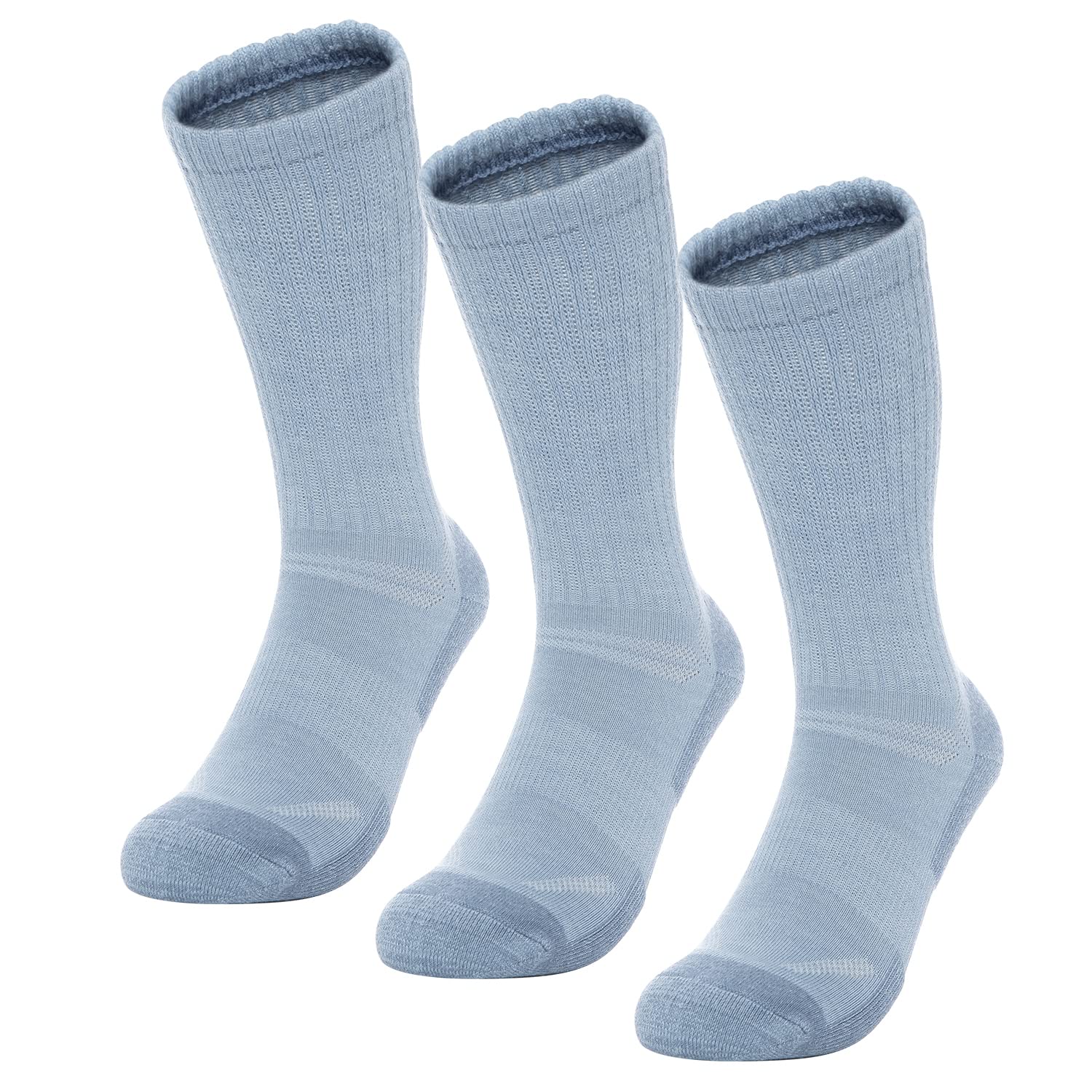 YEJIMONG Wool Hiking Working Socks for Men 3 Pairs, Thick Cushioned Warm Thermal Outdoor Boot Crew Socks (Blue, Small-Medium)