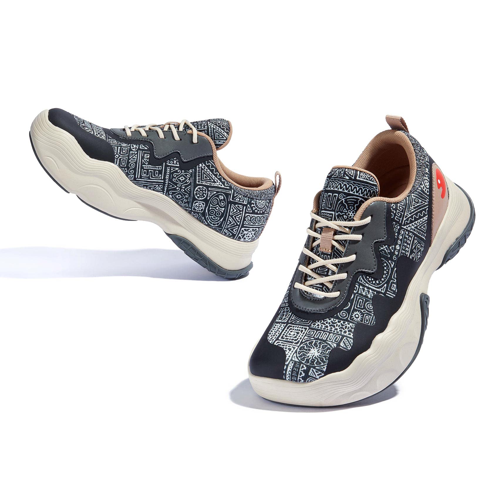 UIN Women's Chunky Platform Fashion Sneakers Walking Casual Comfortable Art Painted Travel Hiking Shoes Catalonia Ⅲ Geometric Dream (8)