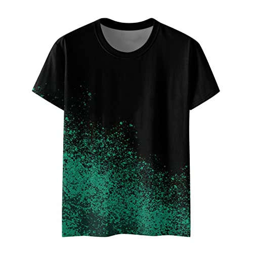 Womens Casual Fashion Printed Pattern Short Sleeve Round Neck Tshirt Top Green