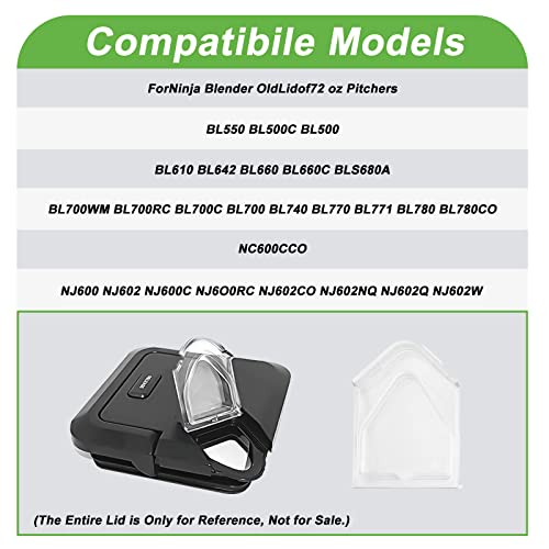 Spout Cover Replacement for Ninja Blender Lid,Pour Spout Cover Flap Lid for Ninja Blender Lid for 72 oz Pitcher,Accessories for Ninja Blender NJ600-NJ602 and BL500-BL781 (Black&Clear)