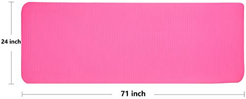 Signature Fitness All Purpose 1/2-Inch Extra Thick High Density Anti-Tear Exercise Yoga Mat and Knee Pad with Carrying Strap, Pink