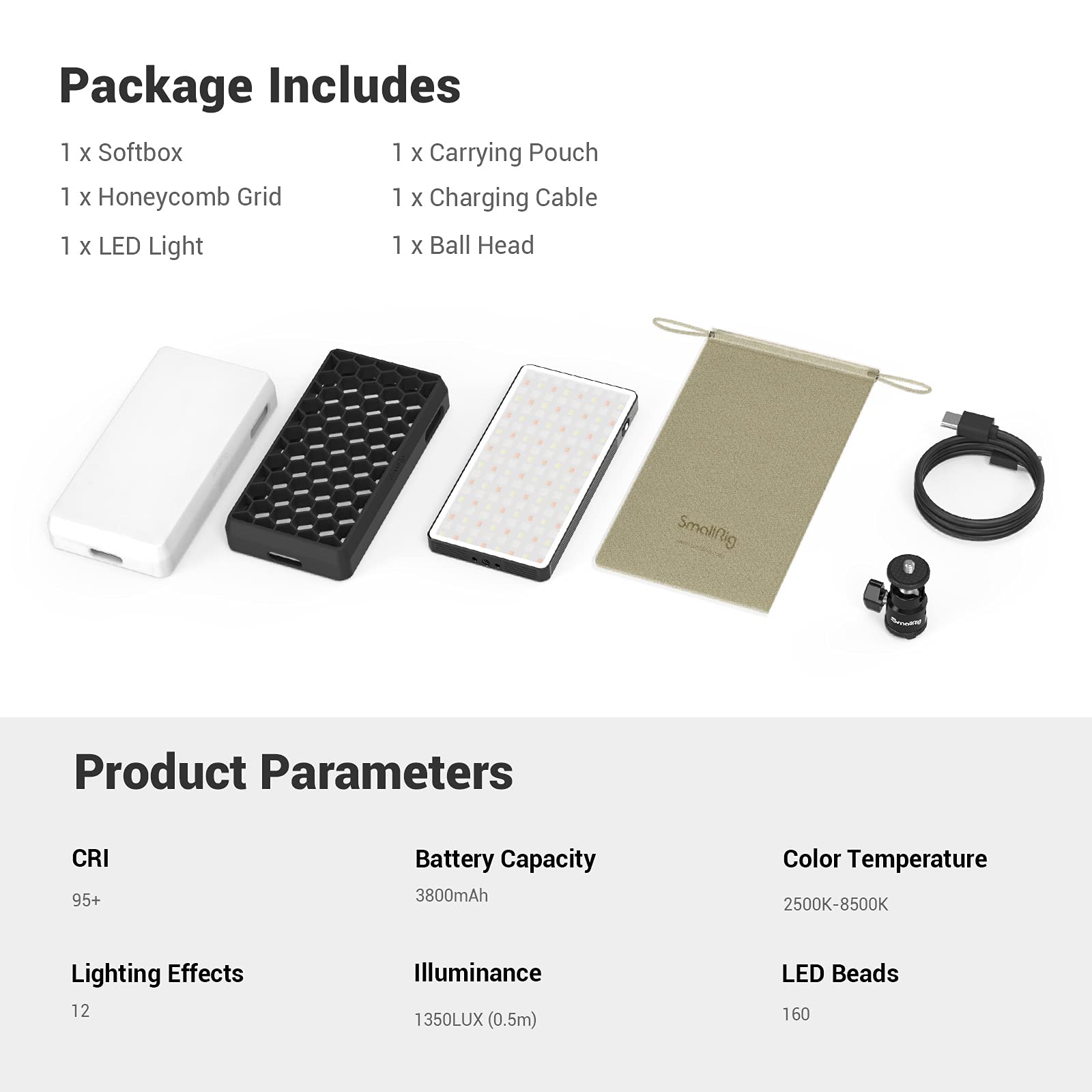 SmallRig RGB Video Light Panel Magnetic, LED Camera Light 360¡ã Full Color LED Light (Gray)