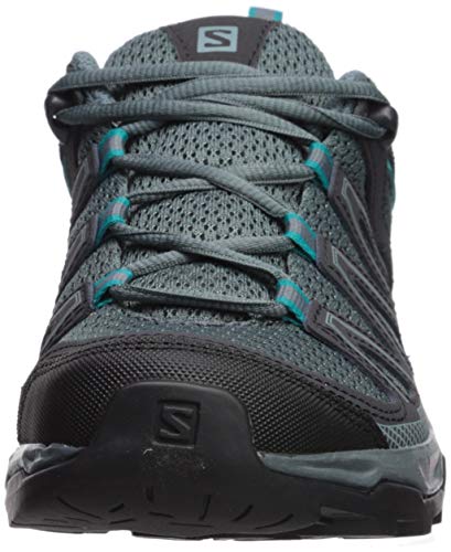 Salomon Pathfinder Hiking Shoes for Women, Stormy Weather/Phantom/Tropical Green, 10