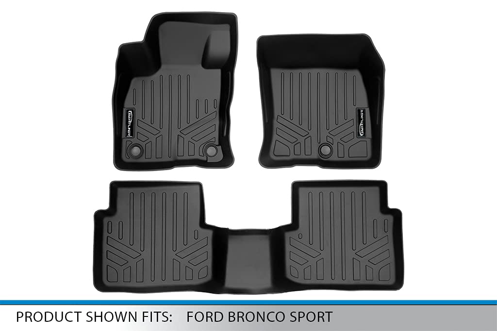 SMARTLINER Custom Fit All Weather Black 2 Row Floor Mat Liner Set Compatible with 2021-2022 Ford Bronco Sport