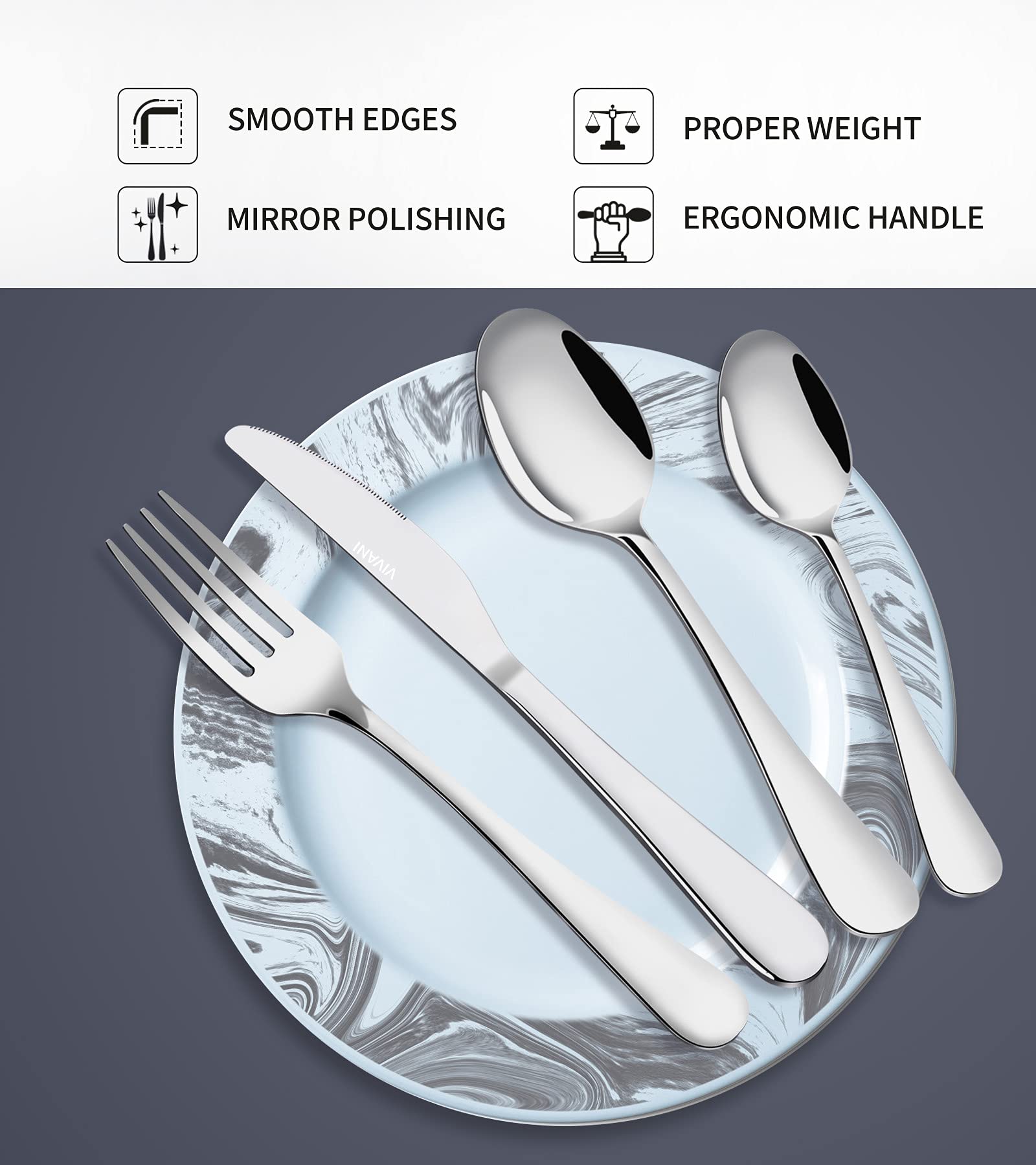 VIVANI 16 Piece Silverware Set for 4, Premium Stainless Steel Cutlery Set, Utensil Sets, Flatware Sets for 4, Forks Spoons and Knives Set Dishwasher Safe for Home Kitchen