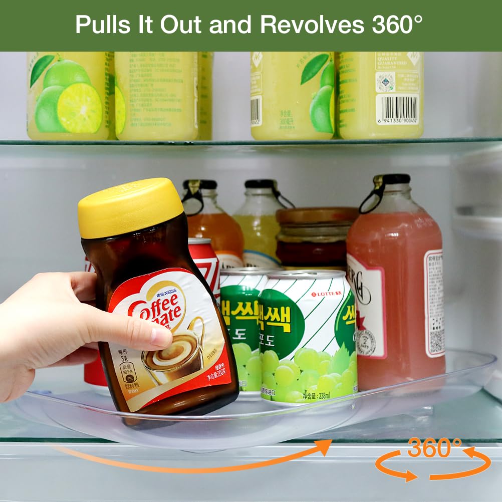 Square Lazy Susan Turntable Organizer for Refrigerator - 360° Rotate Rectangle Fridge Organizer and Storage, Lazy Susan for Kitchen, Dining Table(L-15.74''x 11.81'')