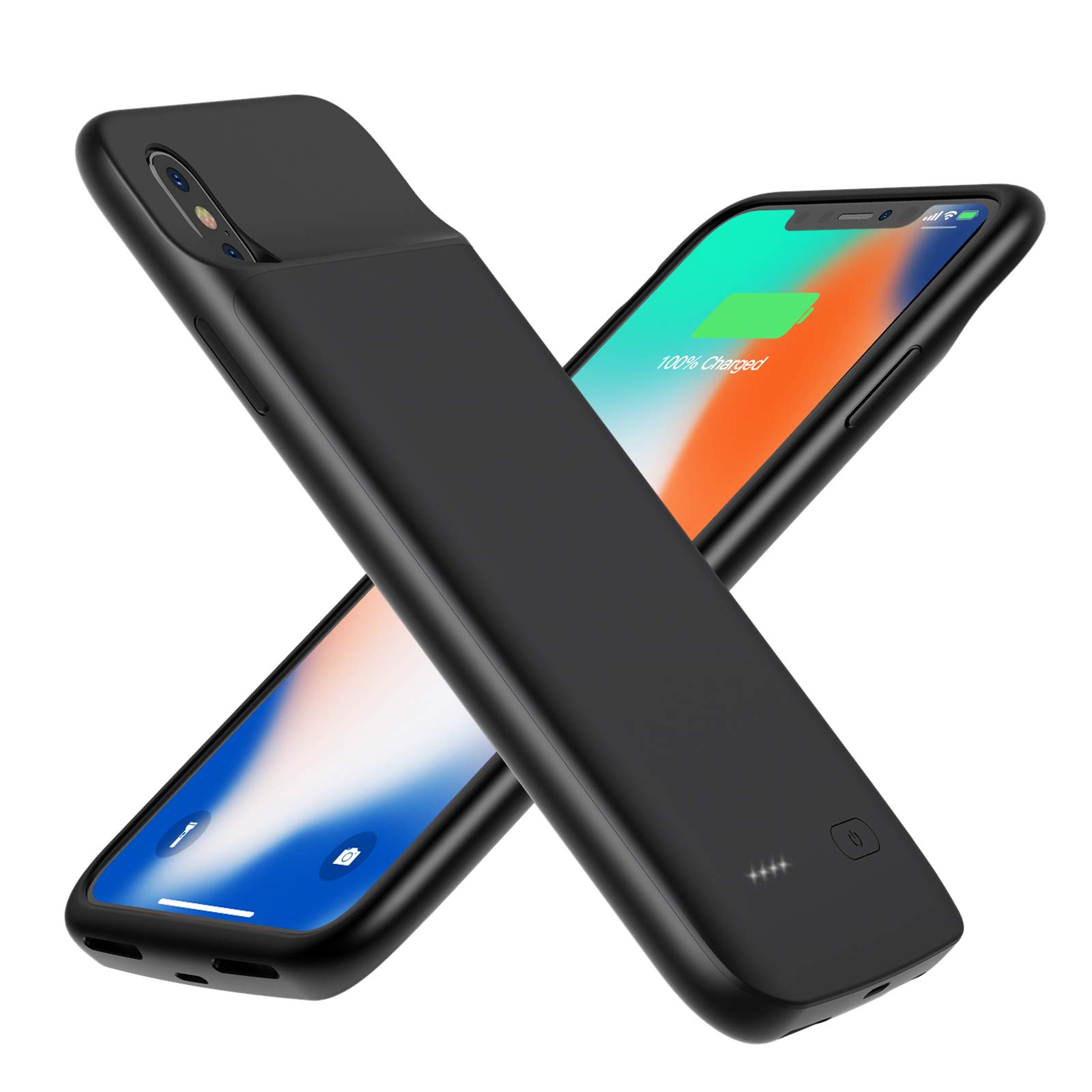 Swaller Battery Case for iPhone X/Xs/10, 4100mAh Ultra Slim Portable Protective Charging Case Extended Rechargeable Battery Charger Case for iPhone X/Xs/10 (5.8 inch) Black