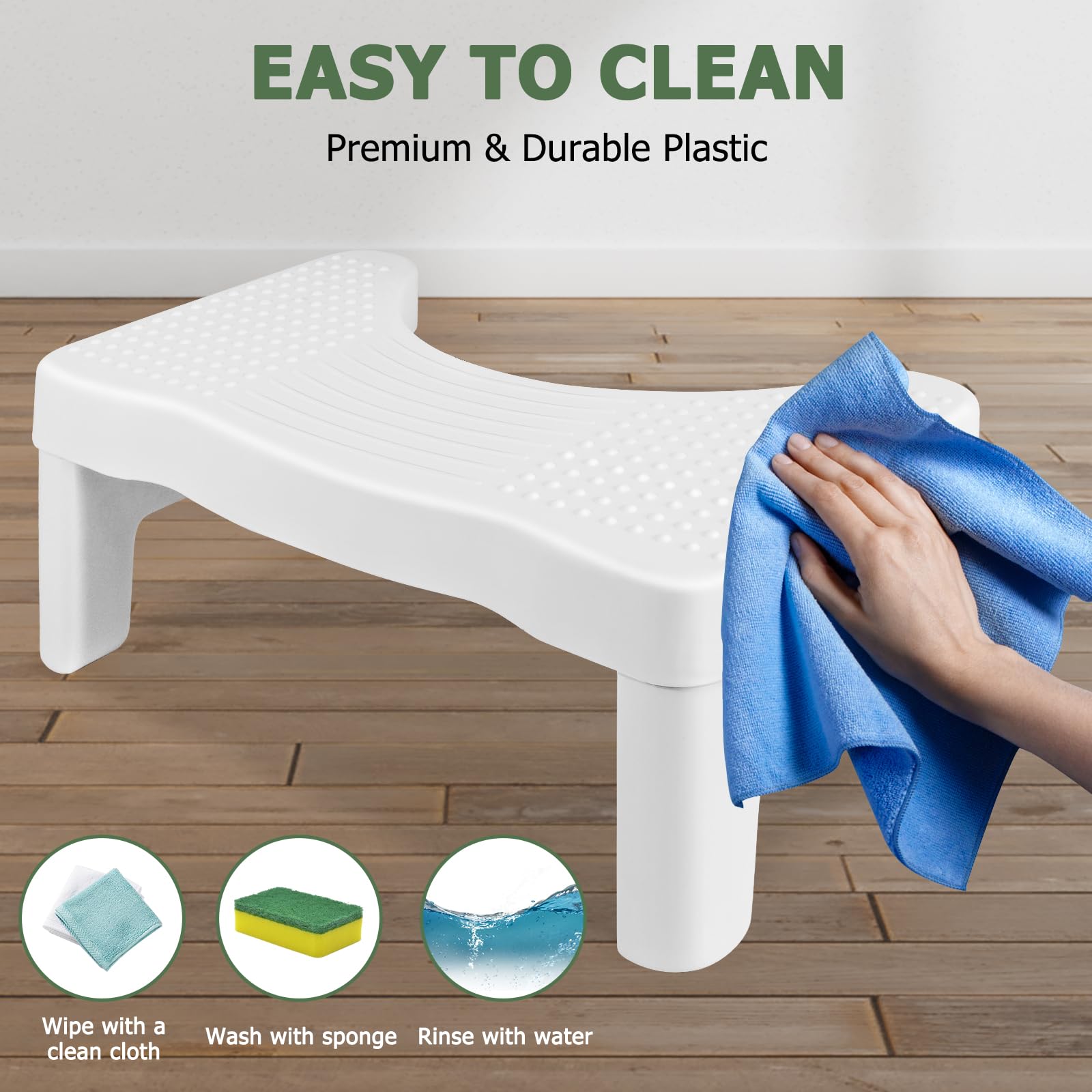 Squatting Toilet Stool for Adults, 6.5 Inch Height Non-Slip Bathroom Pooping Step Potty Stool, Healthy Stable Plastic Toilet Assistance Step with Comfort