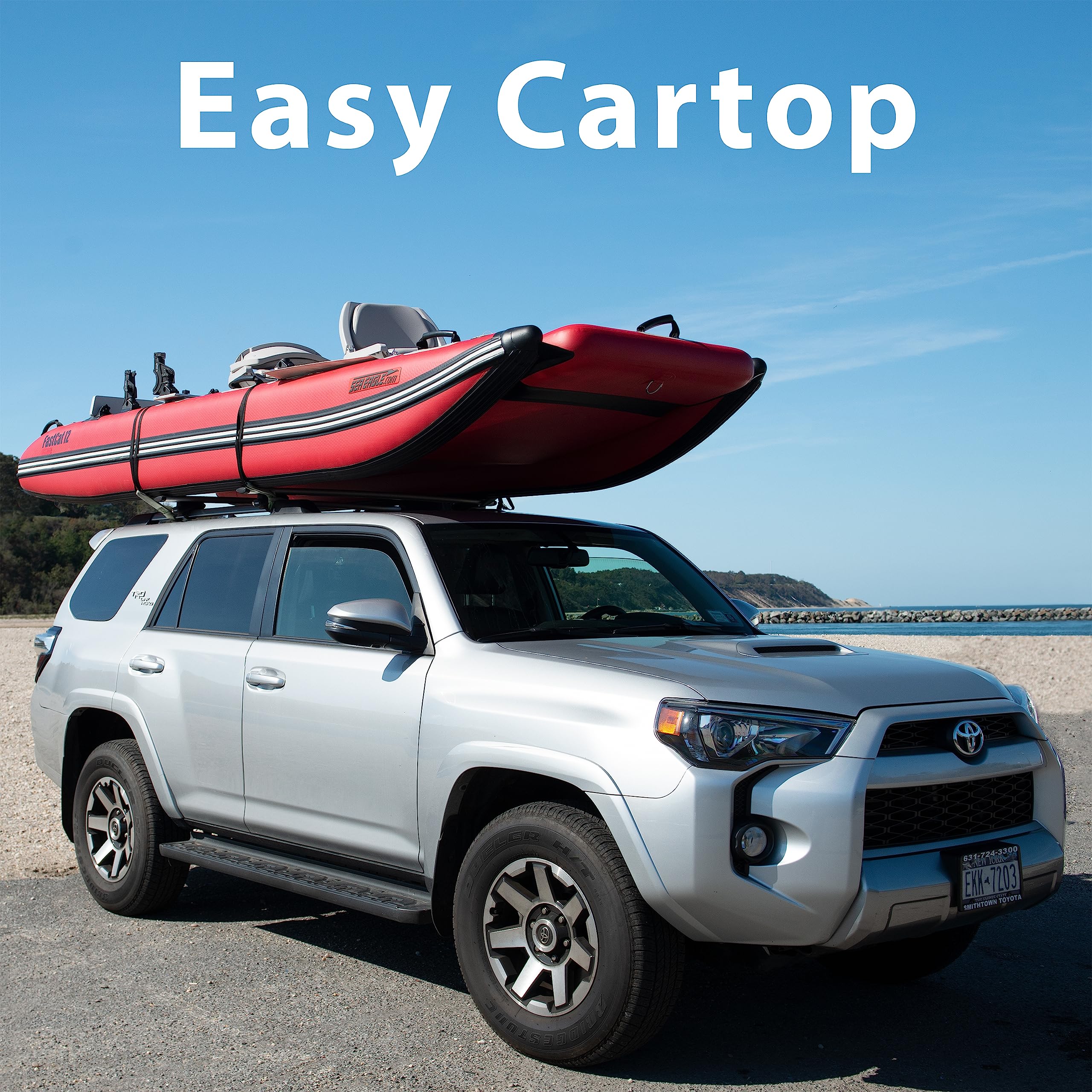 Sea Eagle FastCat Catamaran 2-4 Person Inflatable Boat-Rigid, High-Pressure, All-Drop Stitch, Easy Setup, Self-Bailing (FastCat12 Swivel Seat Canopy Package)
