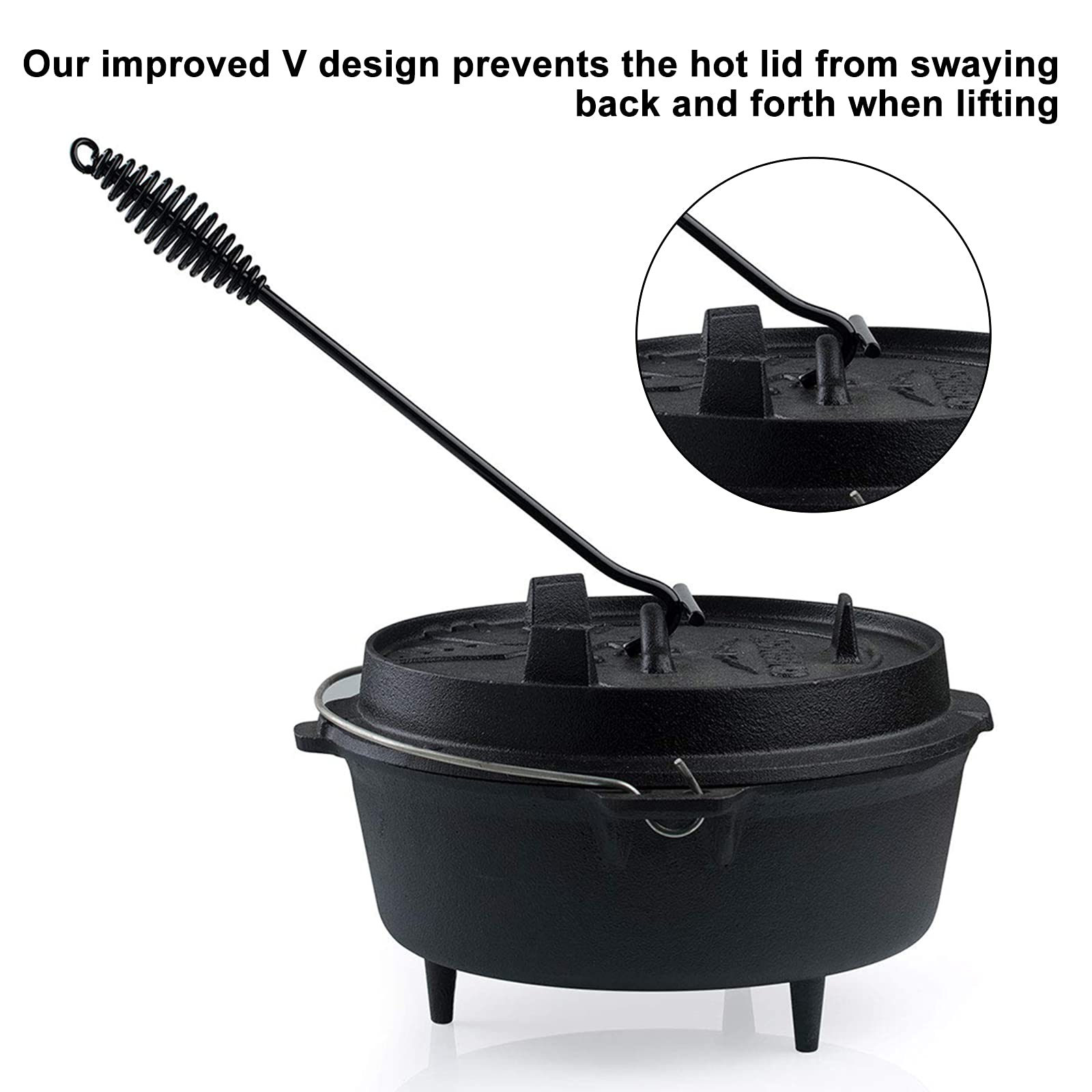 Tysun Dutch Oven Lid Lifter Dutch Oven Lid Stand Cast Iron Dutch Oven Tools and Accessories for Camping