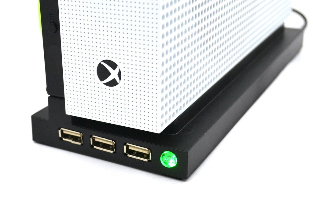 REYTID Pro Dual Cooling Fan / Stand Combo Compatible with Xbox One S - 3 USB Ports - All-in-One Sleek Design Cooler