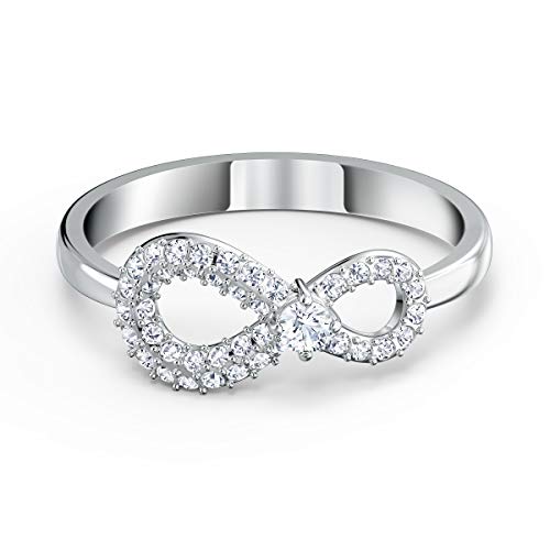 SWAROVSKI Infinity Ring, Clear Crystals with Matching Crystal Pavé on a Rhodium Finish Setting with Infinity Detail, Size 8, Part of the Infinity Collection