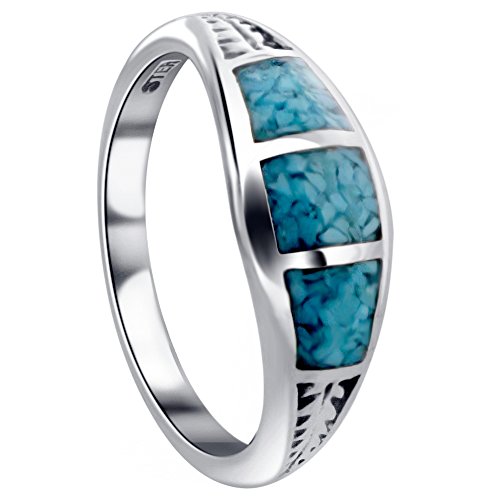 Southwestern Style Turquoise Gemstone 925 Sterling Silver Ring for Women Size 9