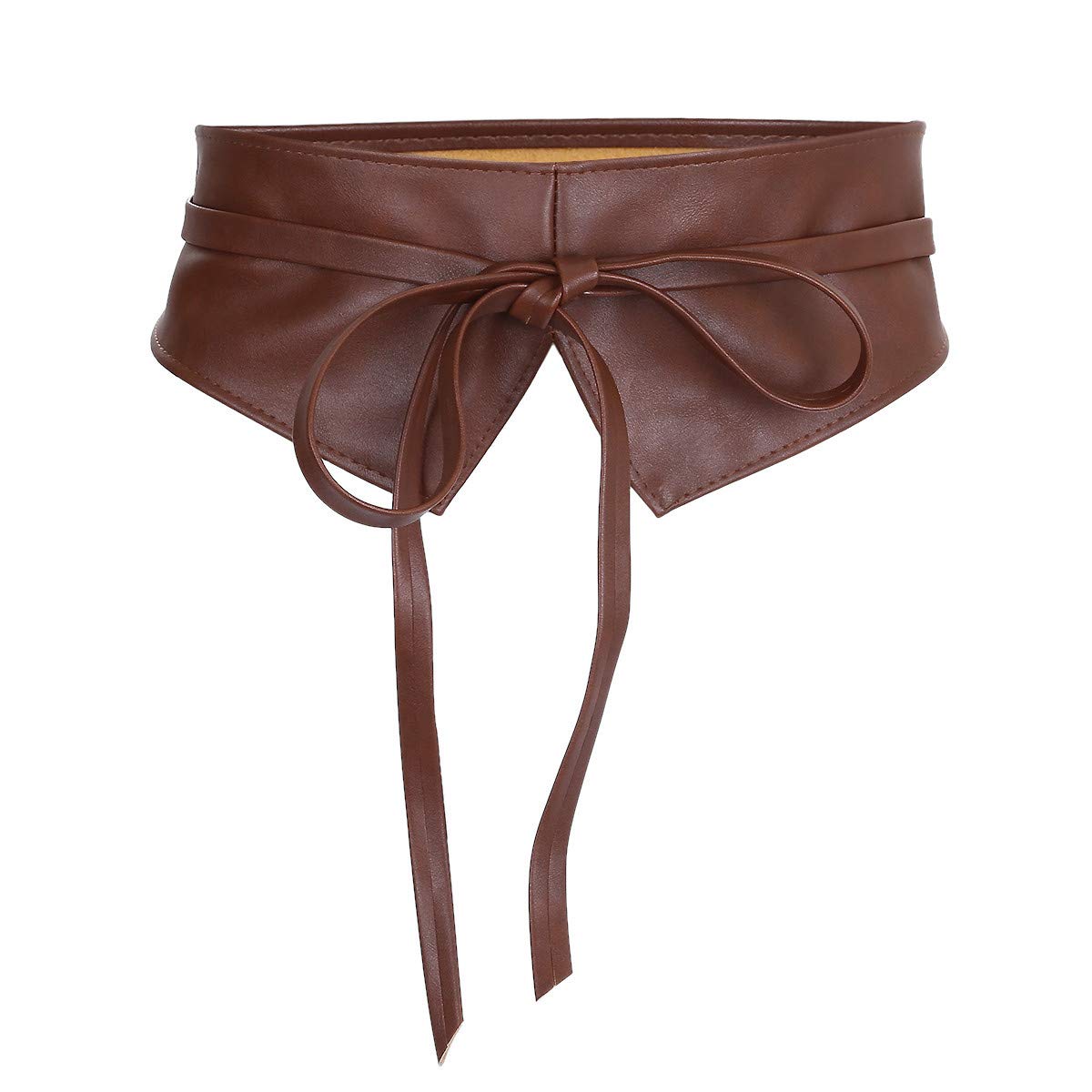 Samtree Obi Style Waist Belt, Self-tied Bowknot Wide Cinch Waistband(Brown)