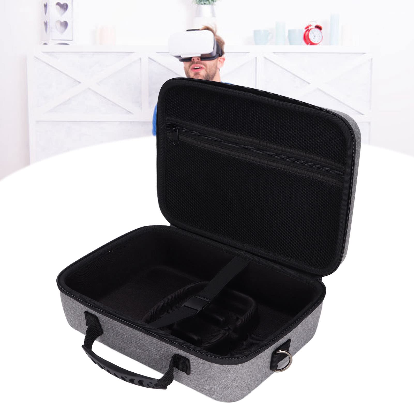 VR Headset Protective Travel Case, Portable Full Protection Dustproof VR Gaming Headset Hard Shell Case for Quest 2(grey)