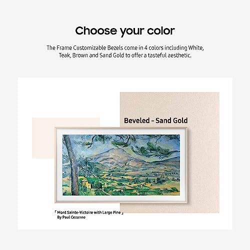 SAMSUNG 75” The Frame TV Customizable Bezel, Magnetic, Quick and Easy Installation, VG-SCFC75SGMZA, 2023, Sand Gold Metal