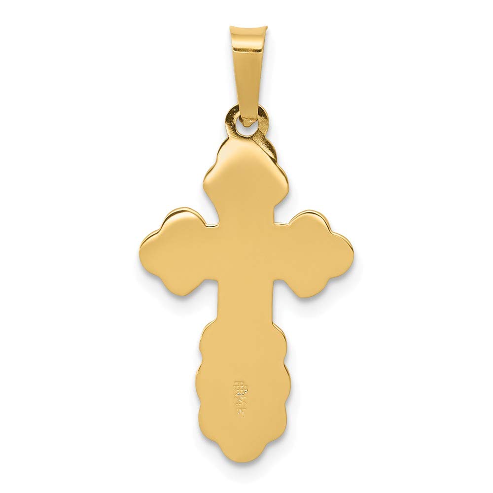 Solid 14k Yellow Gold Eastern Orthodox Cross Charm Pendant - 27mm x 13mm