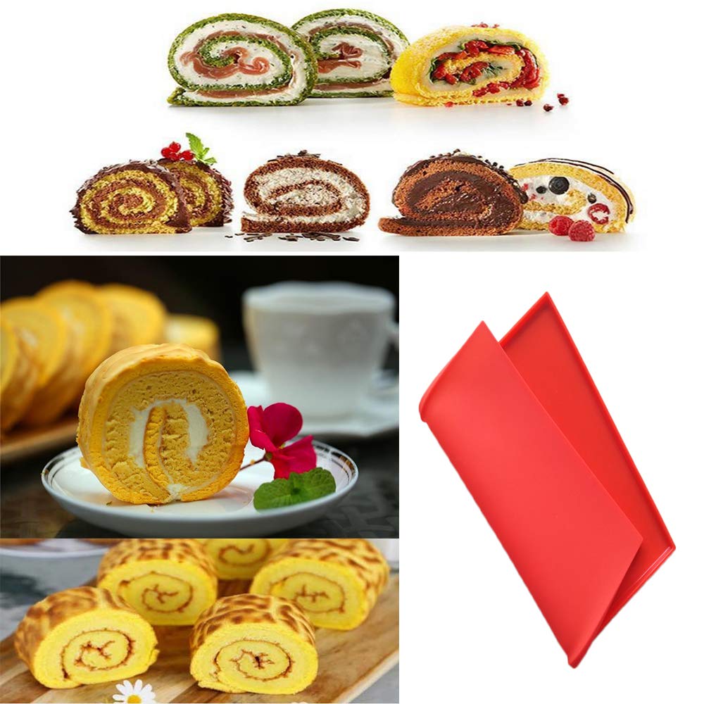 YUANAIYI Swiss Roll Cake Mat - Flexible Multipurpose Silicone sheet Nonstick jelly roll pan Baking Tray Pastry Mat Pizza Cookies Mold(set of 2)