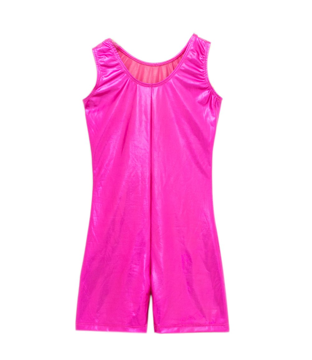 speerise Kids Girls Shiny Metallic Gymnastic Dance Unitard Child Biketard (Size 2-16), M, Green