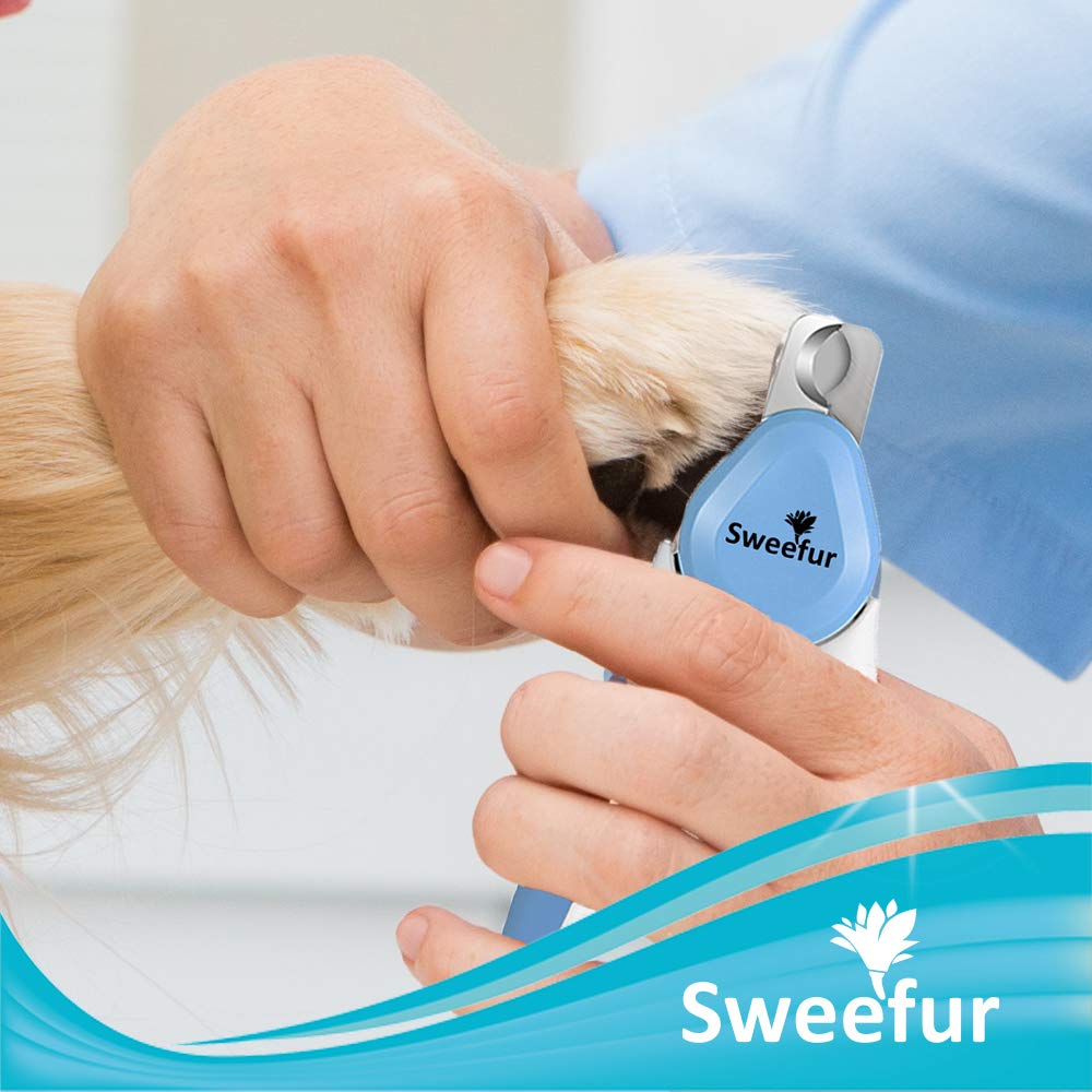 Sweefur Pet Nail Clipper and Trimmer for Claws- Dog Claw Trimmer with Non-Slip Handle- Professional Grooming Tool for Small, Medium and Large Dogs- Blue