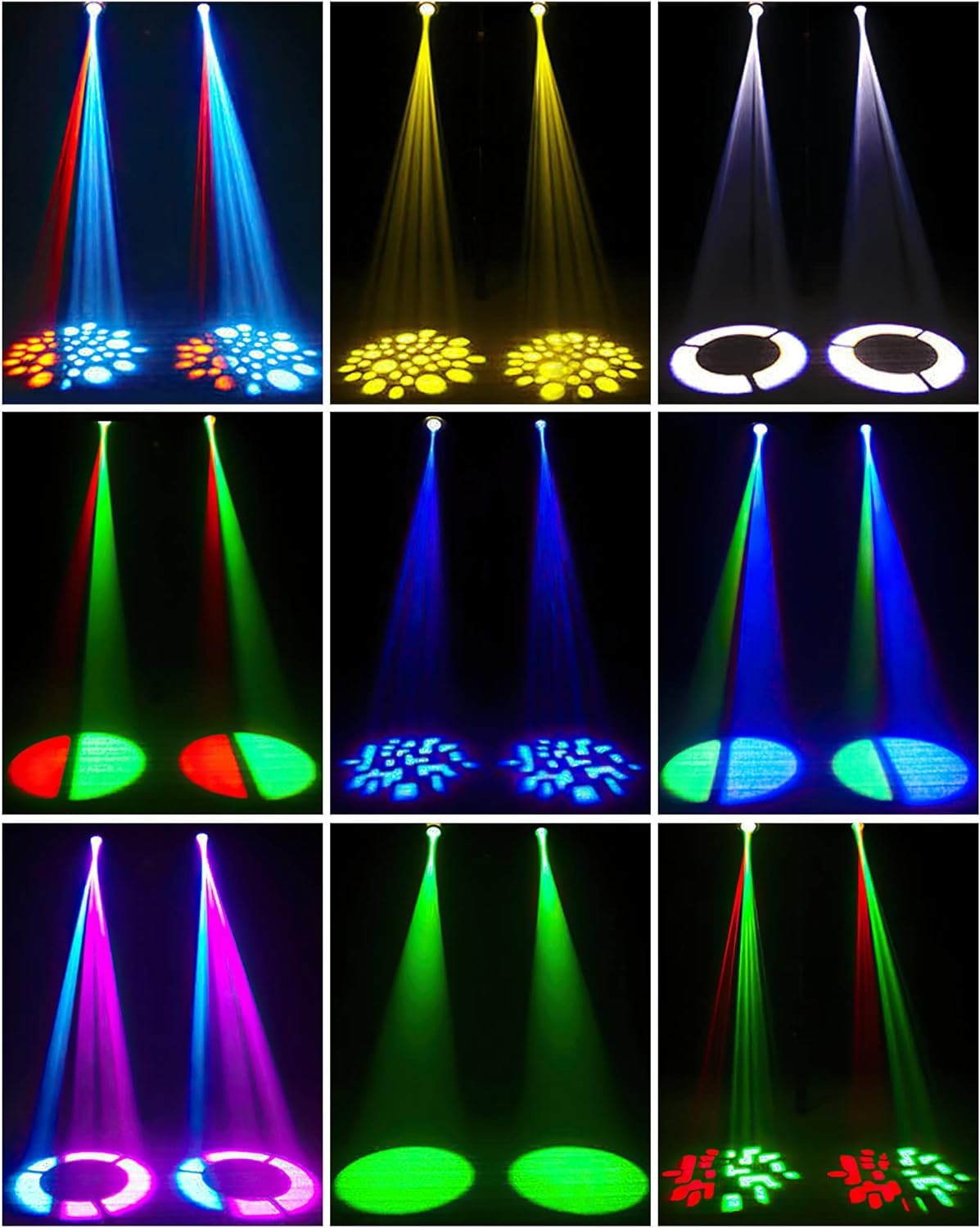 U`King 60W Moving Head Lights, White Moving LED DJ Lights RGBW Stage Light with Remote 8 GOBO 8 Pattern Spotlight by DMX 512 Controlled 9/11 Channel for Church KTV Club Concert Party Wedding