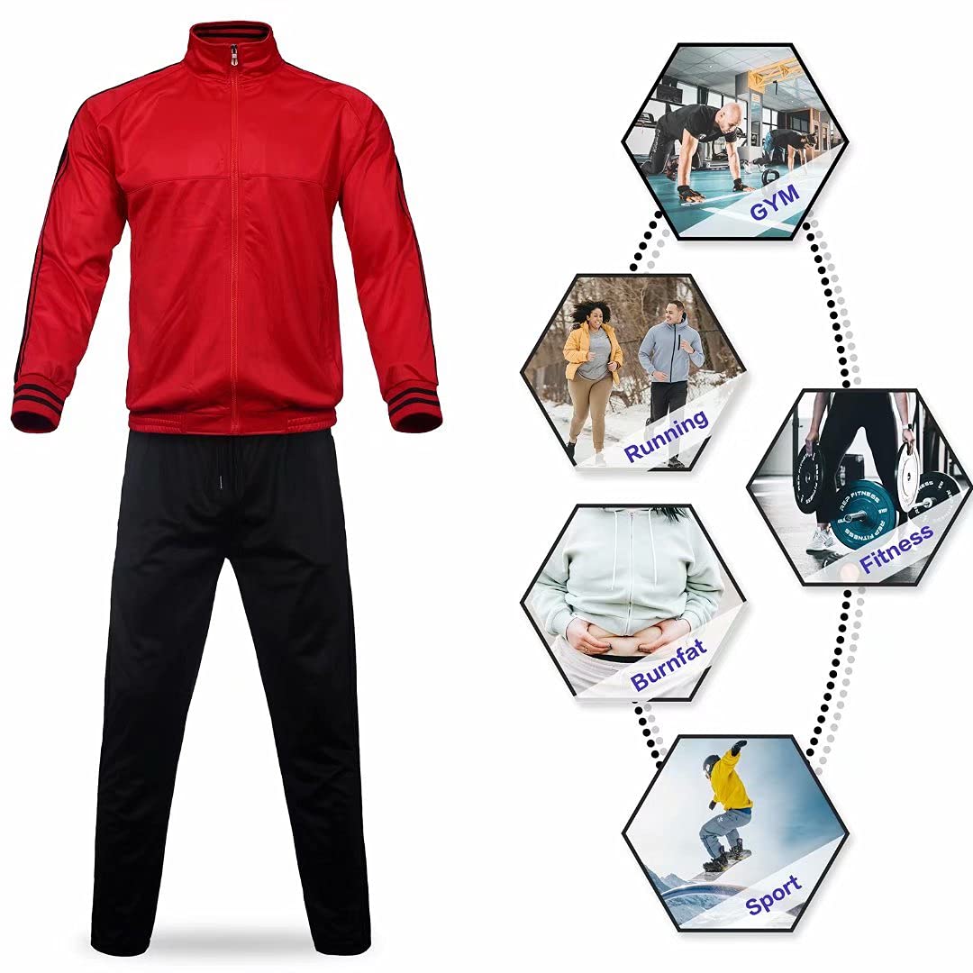 R RAMBLER 1985 Men's Activewear Tracksuit Side Stripe stand-up collar track jacket and pants Sweatsuit Sets for men Running outwear(navy Blue,L)