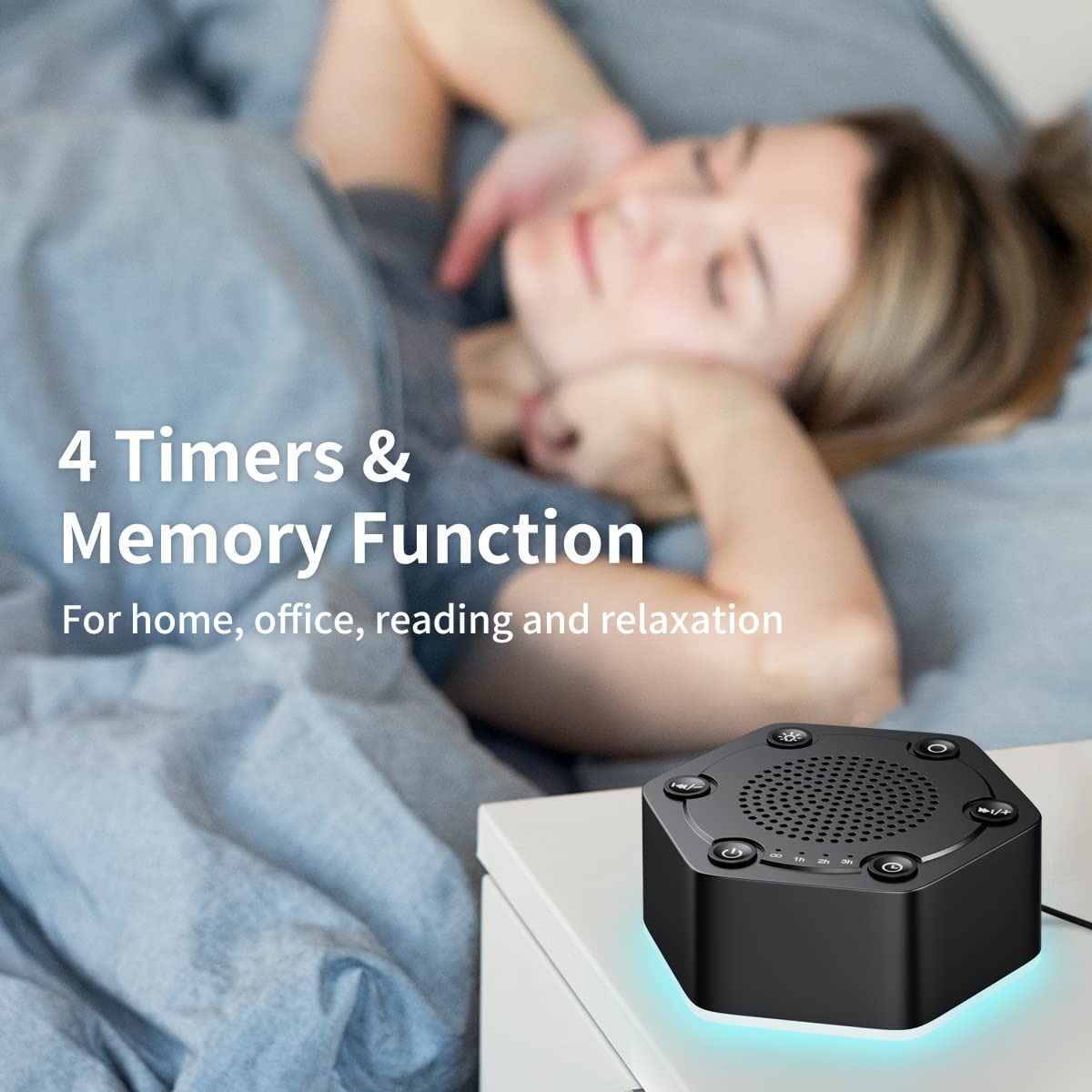 WowSleep High Fidelity White Noise Sound Machines with 30 Unique Non-Looping Soothing Sounds 12 Colors Night Light 4 Timers 10-Level Brightness 32-Level Volume and Memory Function