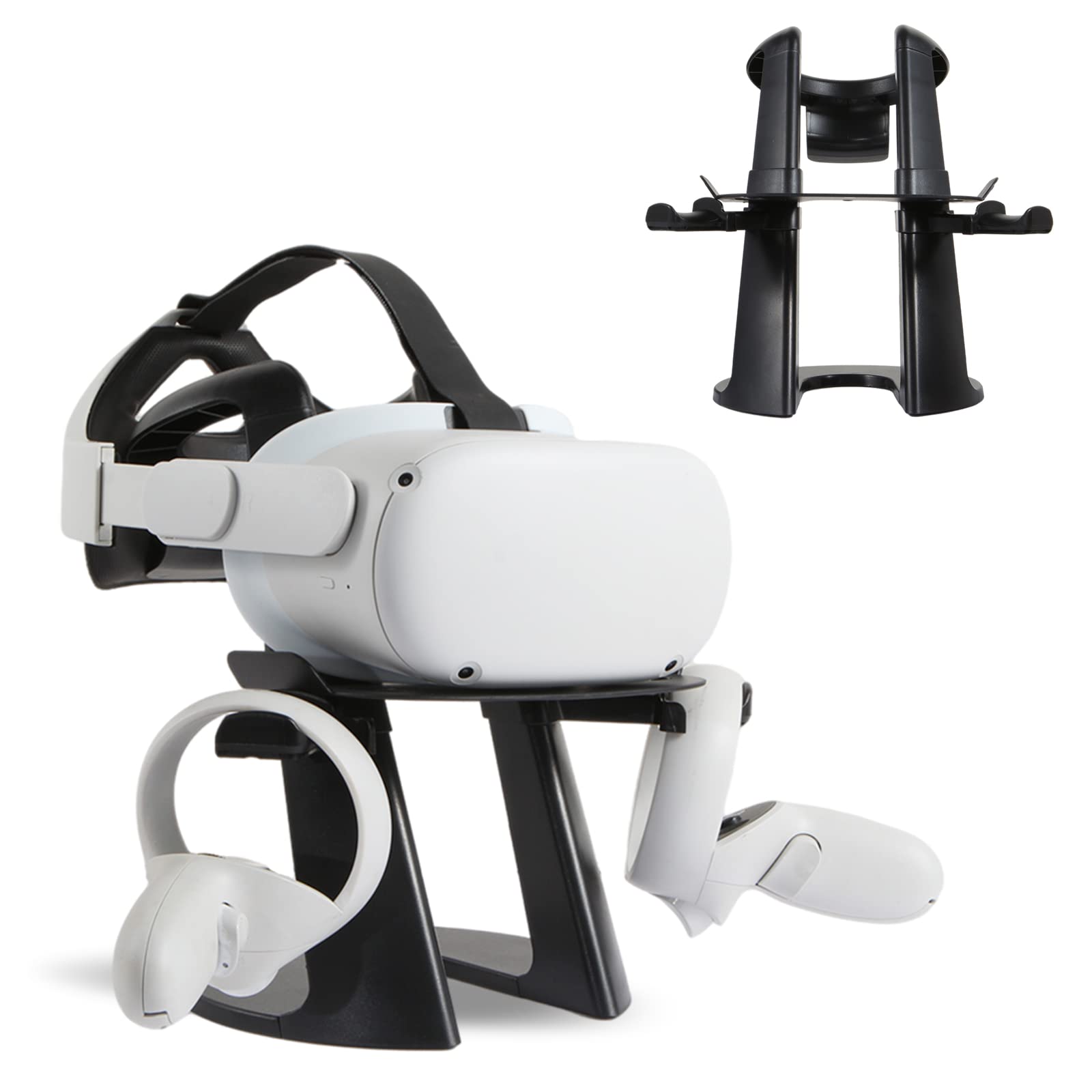 VR Stand,Durable and Stable VR Display Holder Compatible for Oculus Quest,Quest 2 or Rift S Headset and Touch Controllers(Black)