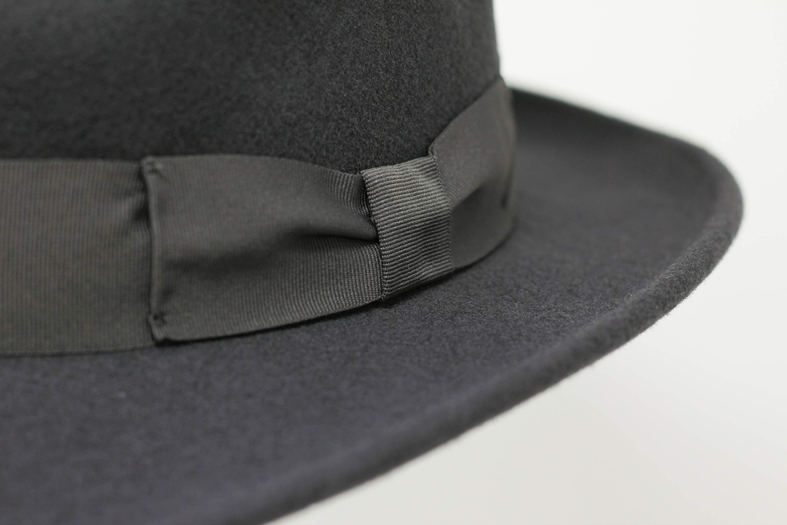 Swift - Fedora - Lightweight - 100% Wool Felt - Crushable for Travel - Water Resistant - Snap Brim - Dark Grey 58cm