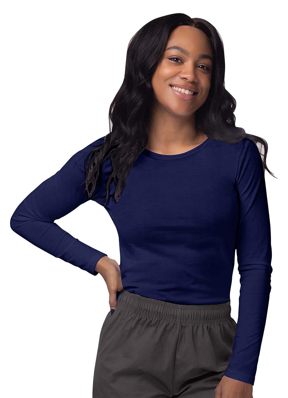 Sivvan Scrubs for Women - Long Sleeve Comfort Underscrub Tee 2-Pack - S85002 - Navy - XL