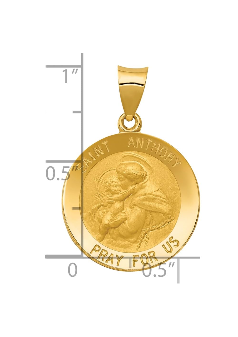 Saris and Things 14k Yellow Gold Solid Saint Anthony Medal Charm Pendant