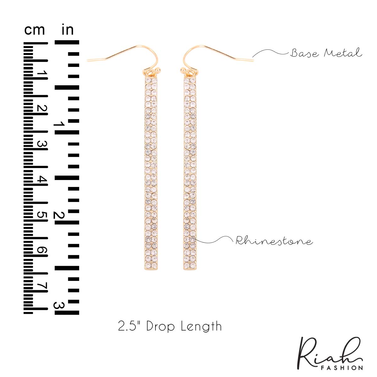 Sparkly Rhinestone CZ Lightweight Geometric Bar Statement Earrings - Multi Cubic Crystal, Acrylic Pearl Vertical Drop Dangles (Vertical Bar Drop - Silver Crystal)