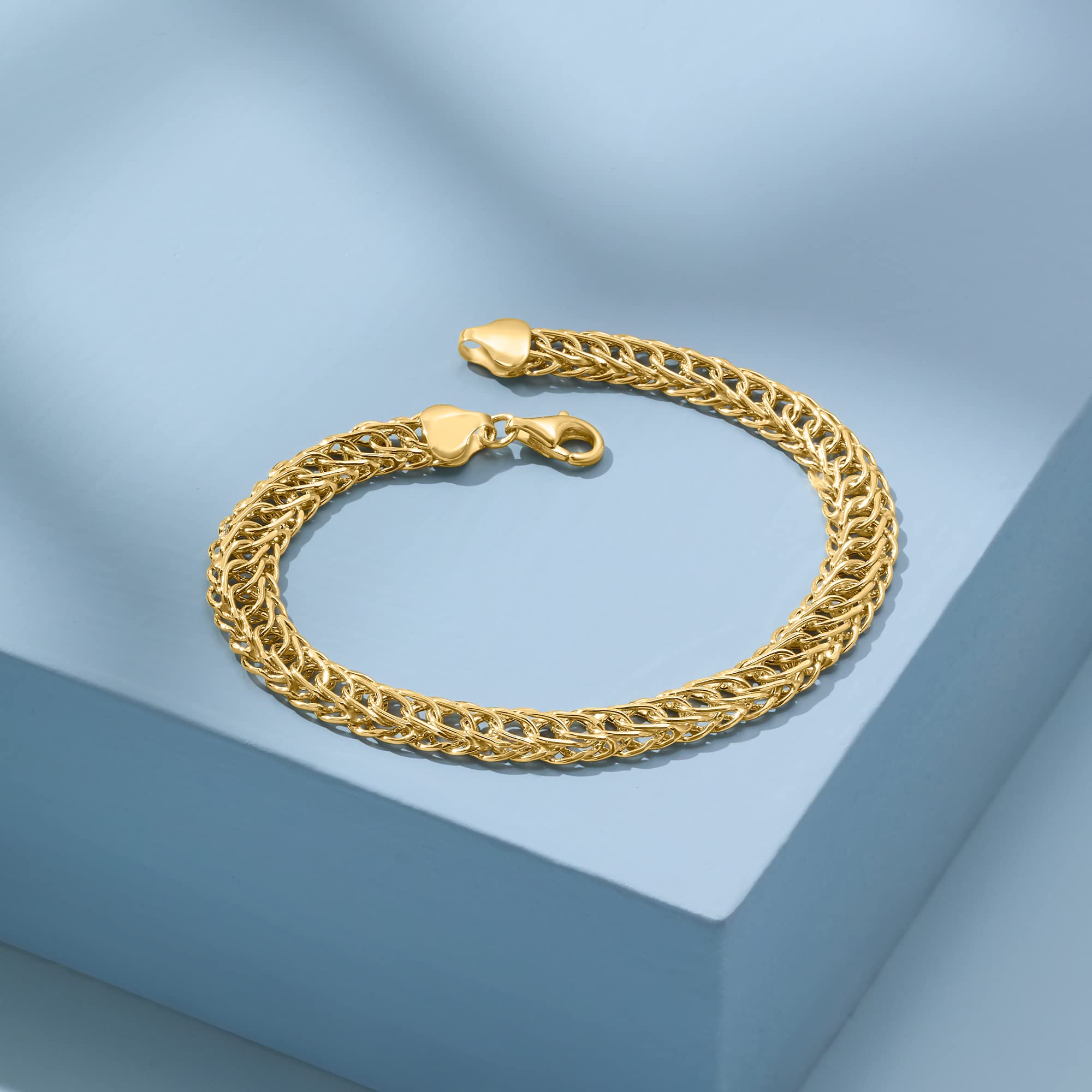 Ross-Simons 14kt Yellow Gold Double-Oval Link Bracelet. 7 inches