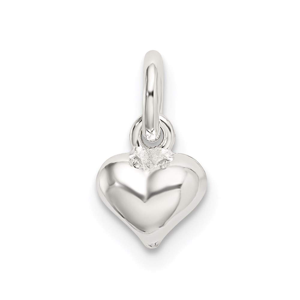Saris and Things 925 Sterling Silver Polished Puffed Heart Charm Pendant