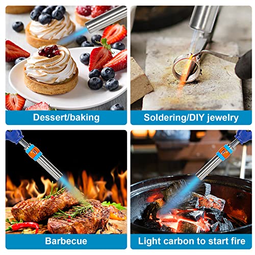 Yqlinnn 2 Pcs Butane Torch Kitchen Blow Lighter, Adjustable Nozzle Direction and Flame Size, Kitchen Torch Lighter Fits All Butane Tanks Ideal for Baking, Barbecue & Camping (Butane Gas Not Included)